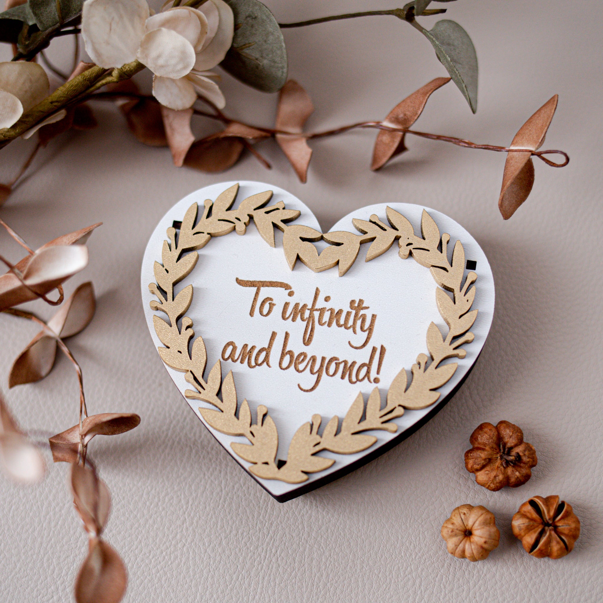 Cutie de verighete personalizata "Inima Infinity" – Cutia cu zambete