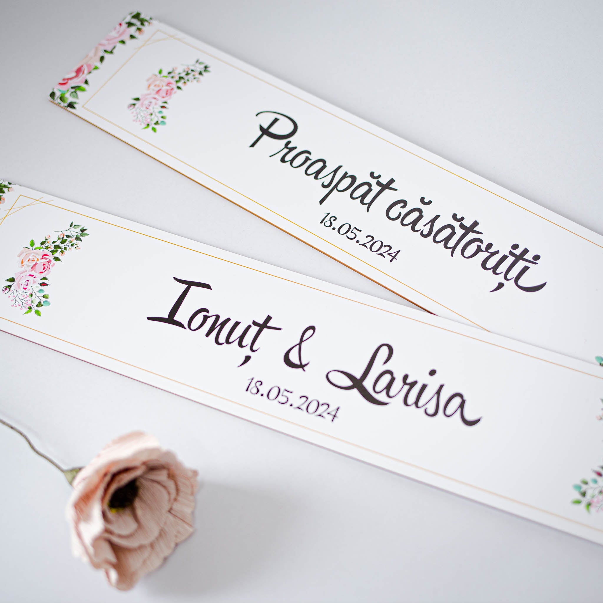 Set placute pentru masina personalizate "Flowers" – Cutia cu zambete