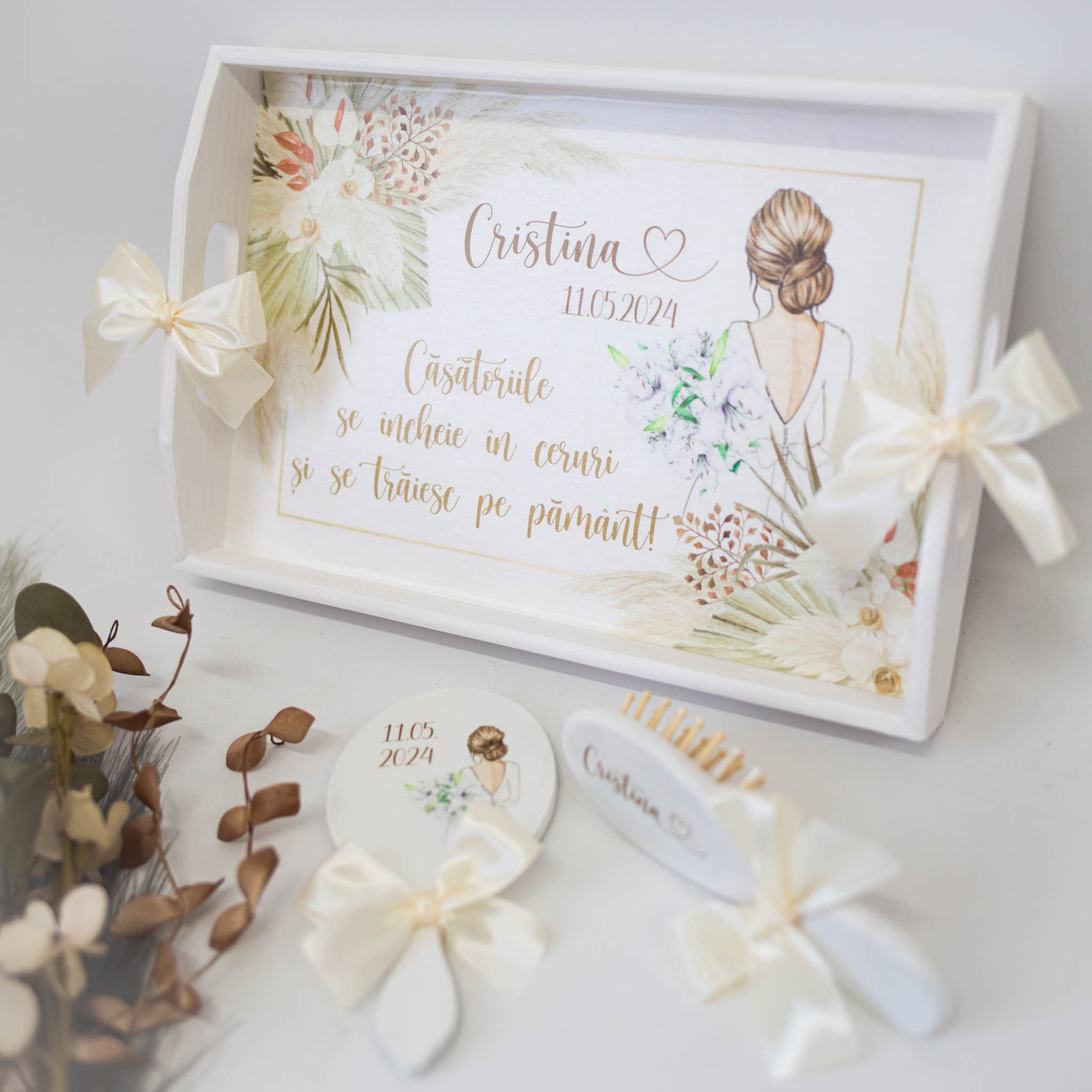 Tavita de gatit personalizata mireasa "Bridal Glow" – Cutia cu zambete